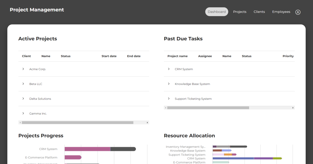 Project Management Software - Free App Template | Caspio Marketplace