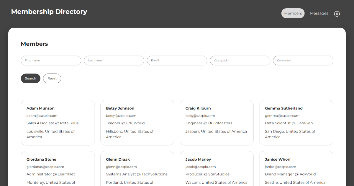 Membership Directory - Free App Template | Caspio Marketplace