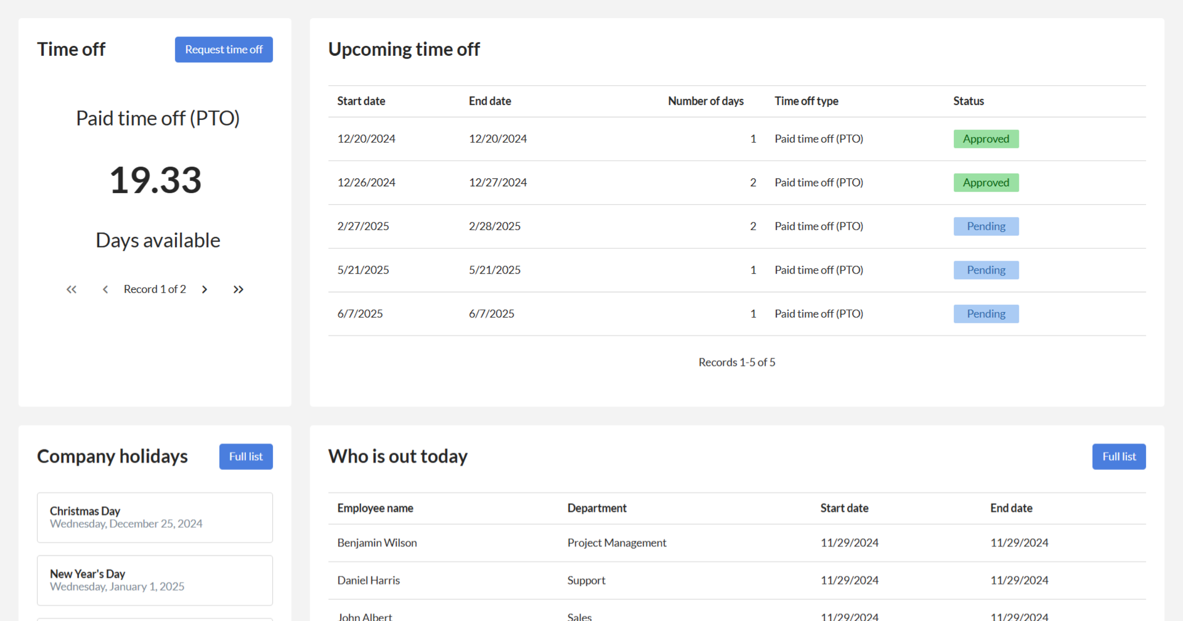 Employee Time Off Request - Free App Template | Caspio Marketplace