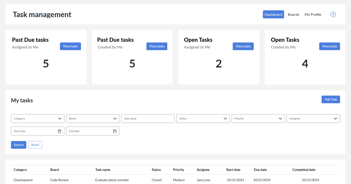 Task Management App - Free App Template | Caspio Marketplace